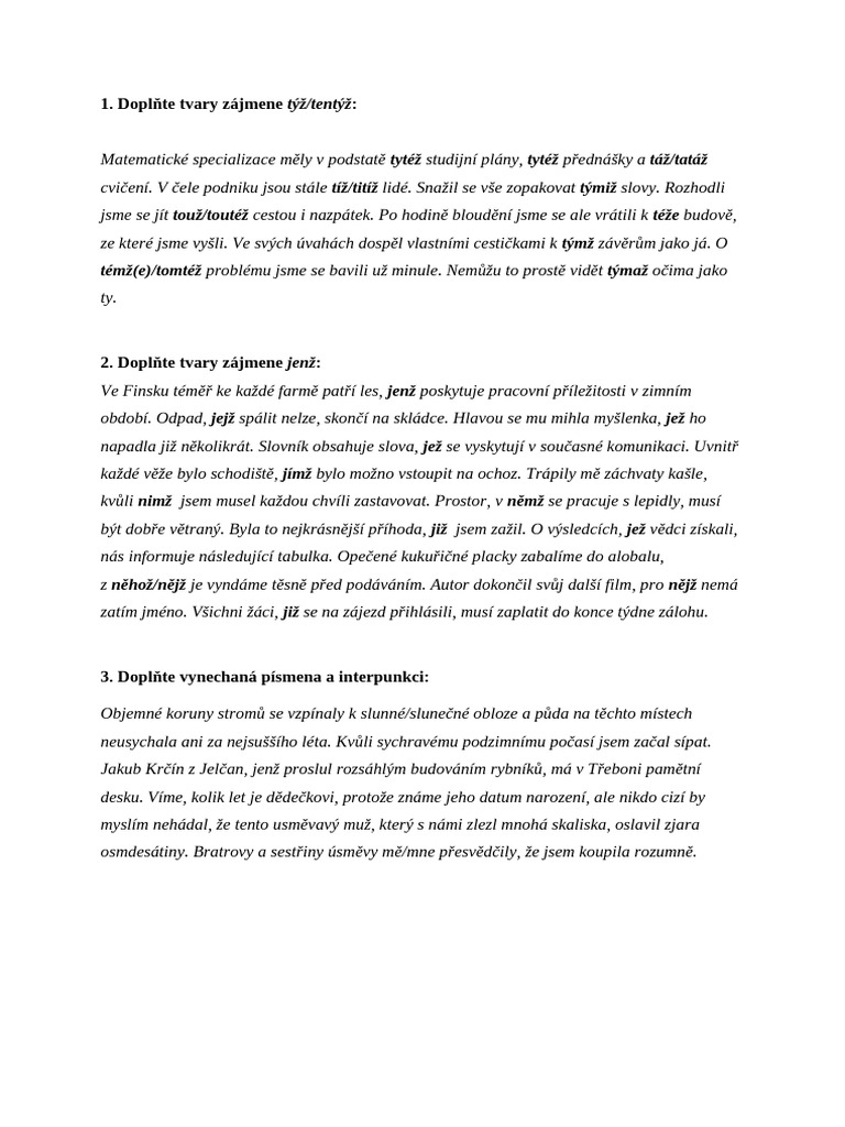 CvicenÃ­ pravopis doplÅ ovÃ¡nÃ­ Å eÅ¡enÃ­ 2 | PDF