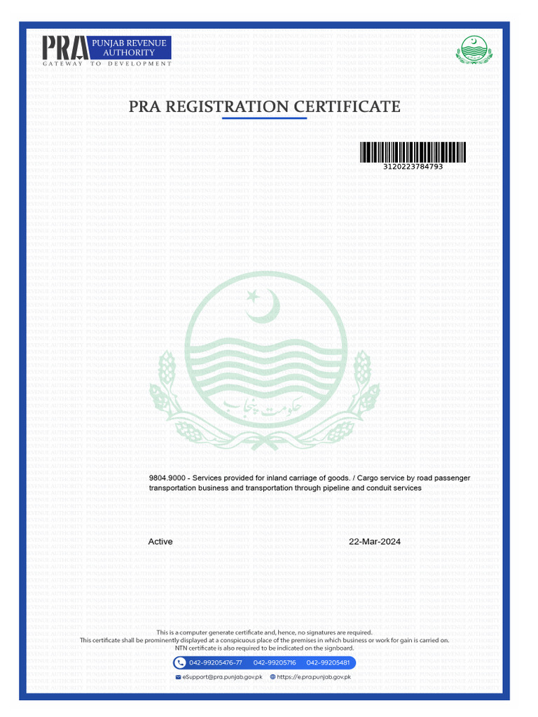 TaxPayer Registration Certificate | PDF