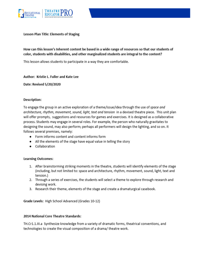 elements of staging | PDF | Rhythm | Gesture