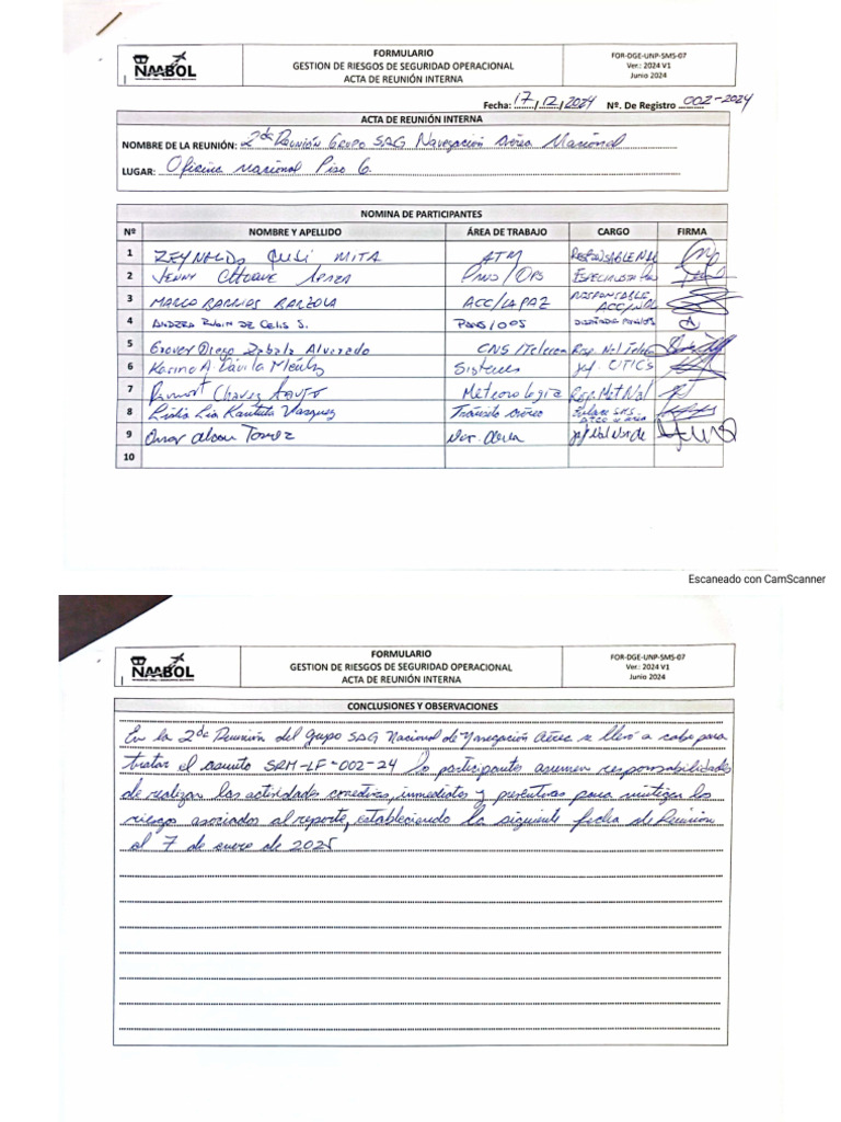 Acta de 2da Reunión Grupo SAG Nacional | PDF