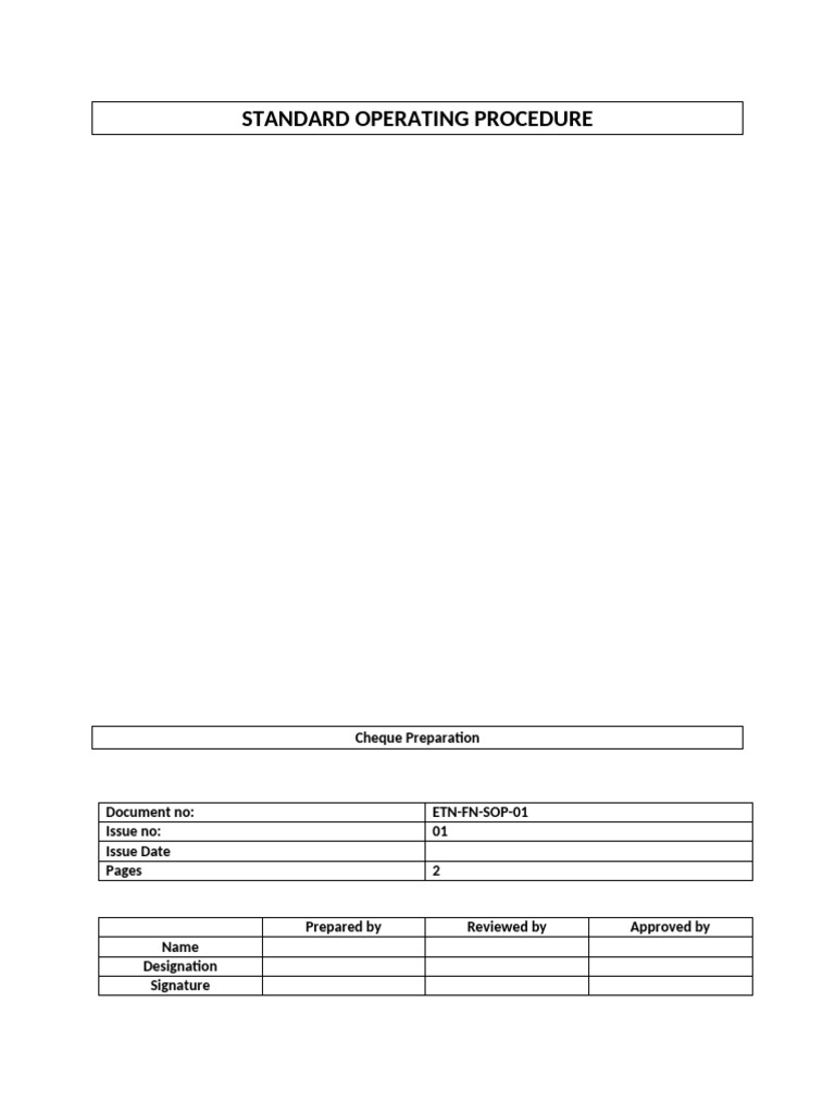 Cheque Preparation SOP for Schools | PDF