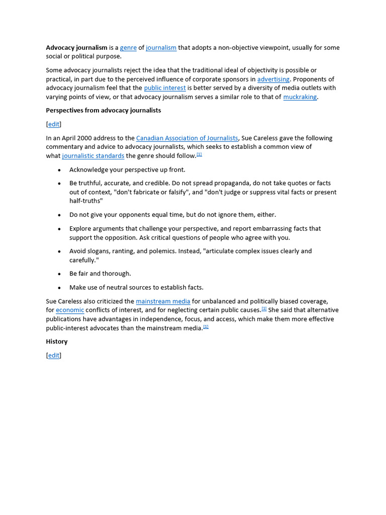 Advocacy journalism is | PDF | Public Sphere | Mass Media