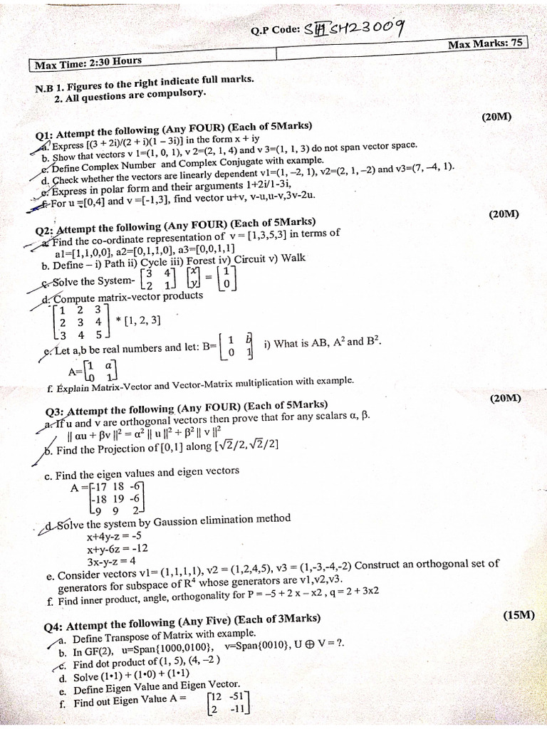 Sycs Sem3 Linear Algebra | PDF