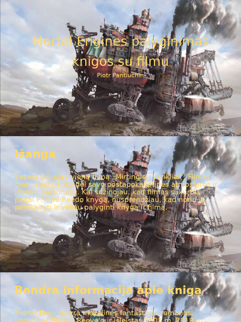 Mortal Engines Palyginimas Knigos Su Filmu | PDF