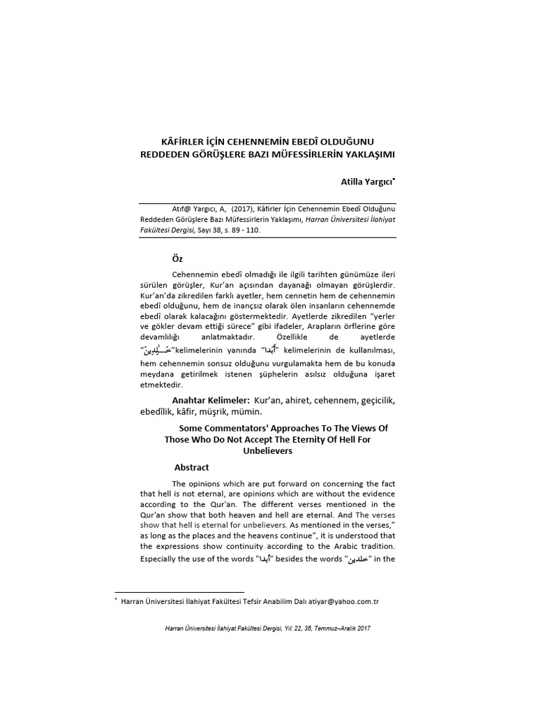 Cennet Ve Cehennemin Ebed - Li - Ini Reddeden G - R - Lere Baz - M - Fessirlerin Yakla - Mlar ...