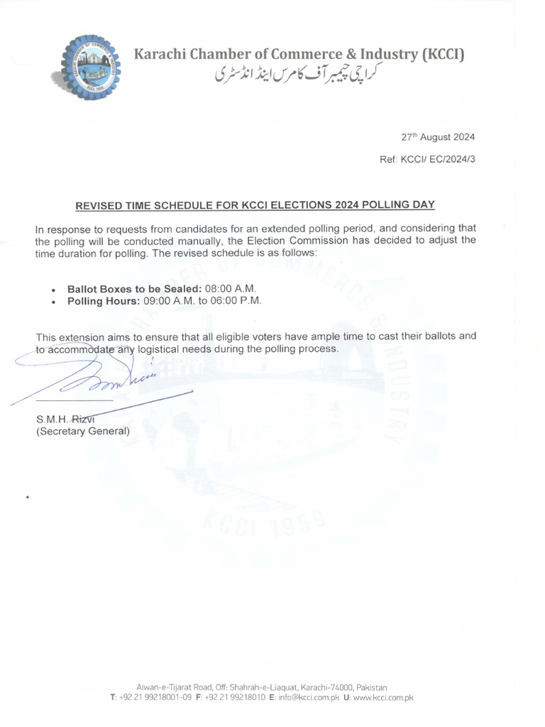 Revised Time Schedule For Polling - Elections 2024 | PDF