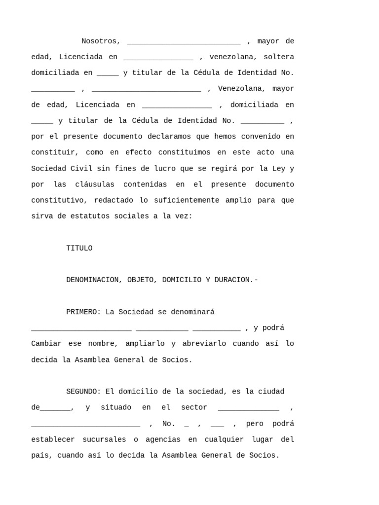 Constitución de Sociedad Civil Educativa | PDF | Documento de identidad ...