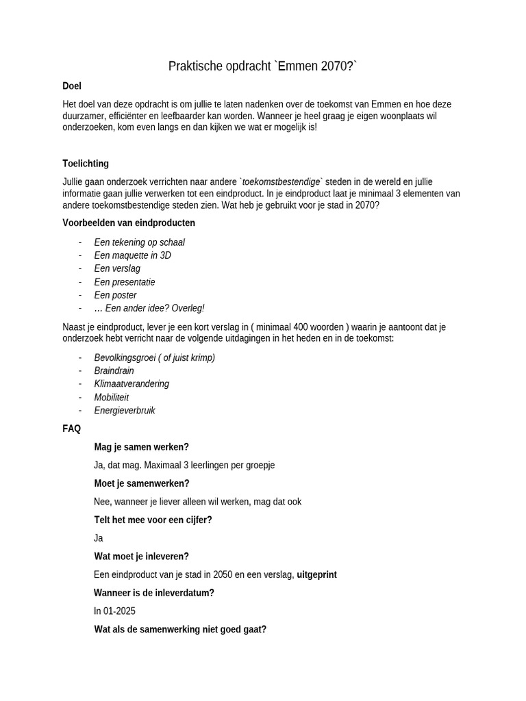 Praktische Opdracht, Klas 2 | PDF