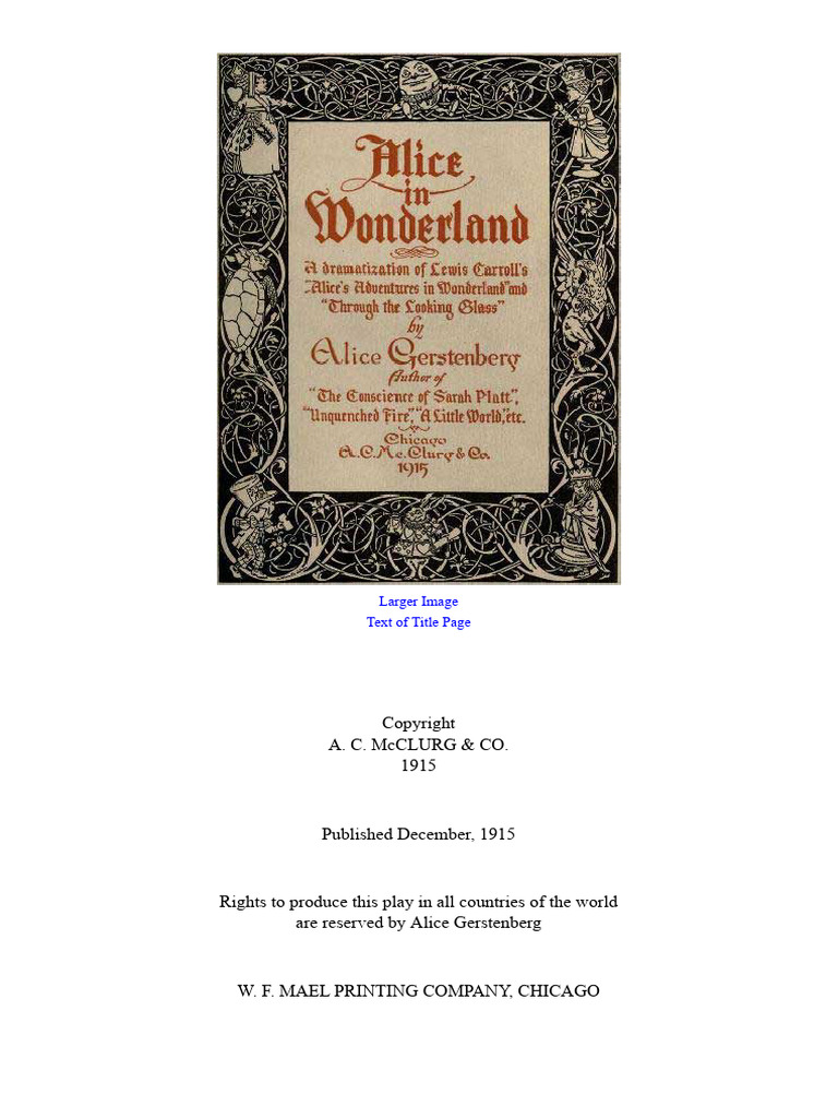 The Project Gutenberg Ebook of Alice in Wonderland - A Dramatization of Lewis Car | PDF | Alice ...
