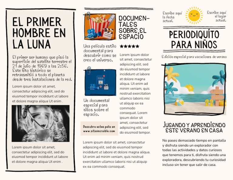Folleto Periódico Informativo para Niños Infantil Neutro | PDF ...