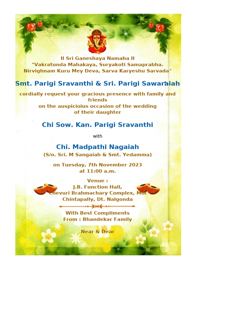 Hindu Invitation Card | PDF
