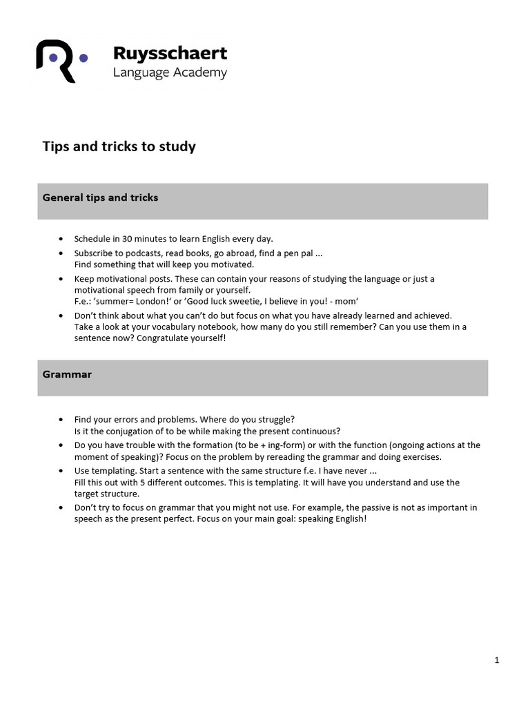 English Learning Tips and Tricks | PDF | English Language | Vocabulary