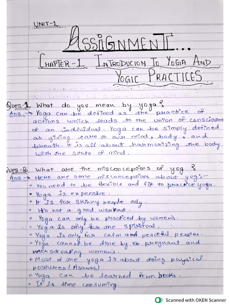 Class11 Yoga ch1 Assignment | PDF