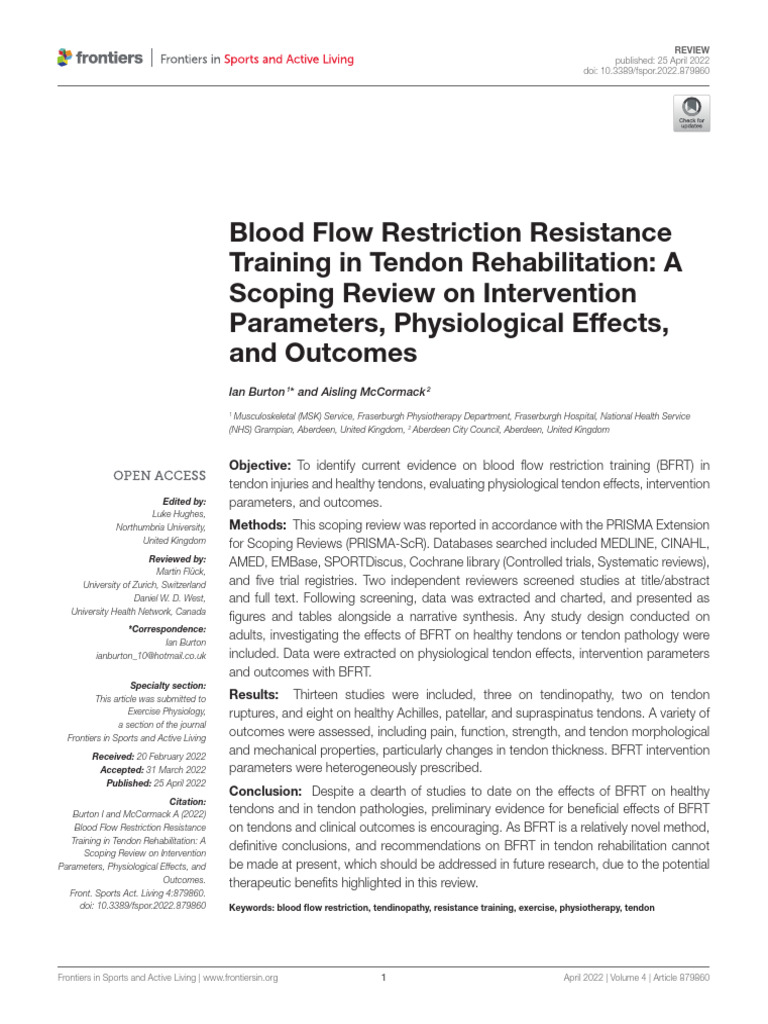 BFR en Tendinopatias | PDF | Systematic Review | Musculoskeletal System