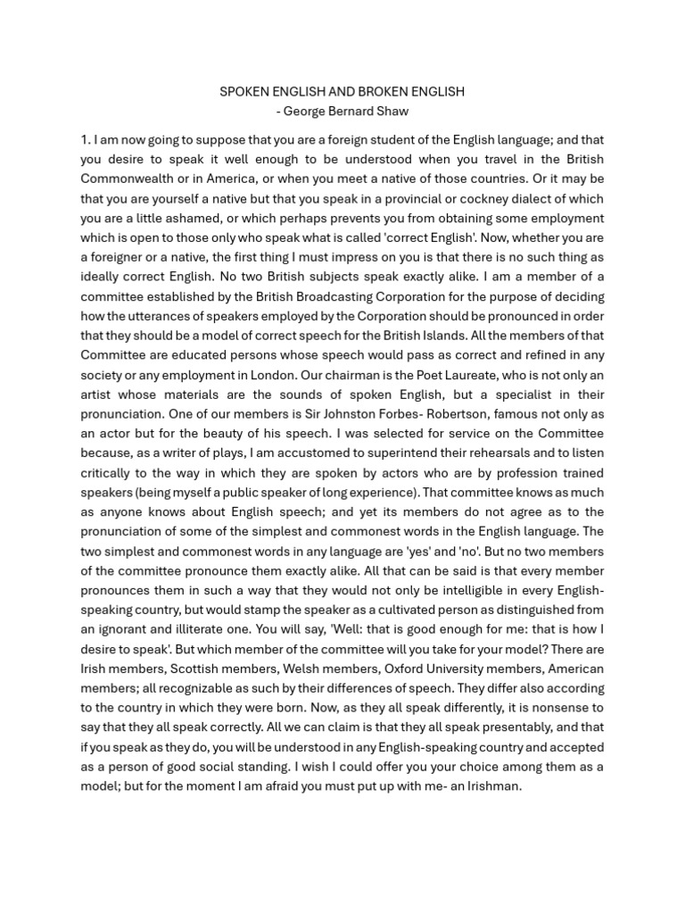 Understanding Spoken vs. Broken English | PDF | English Language ...