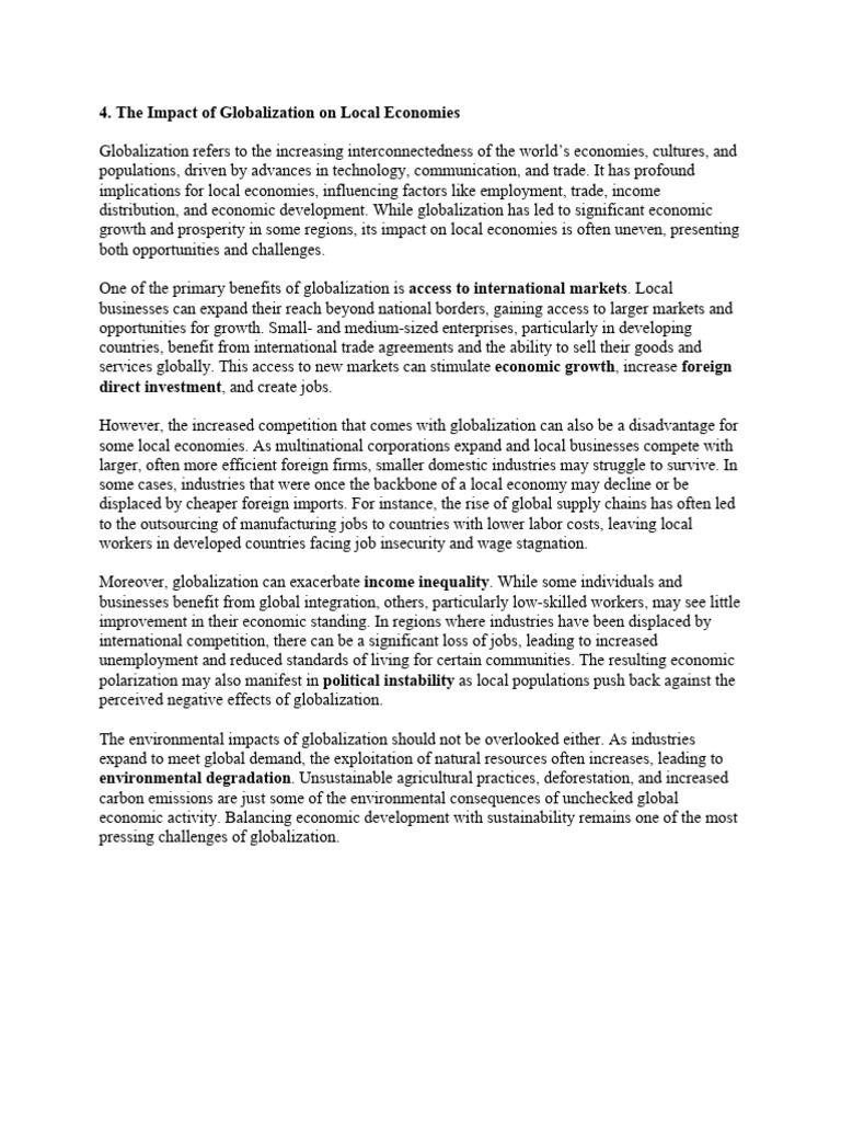 The Impact of Globalization On Local Economies | PDF | Globalization ...
