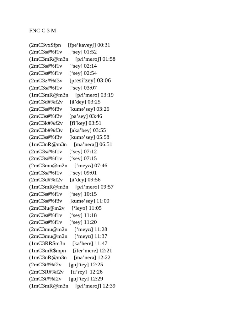 FNC C 3 M Phonetic Transcriptions | PDF