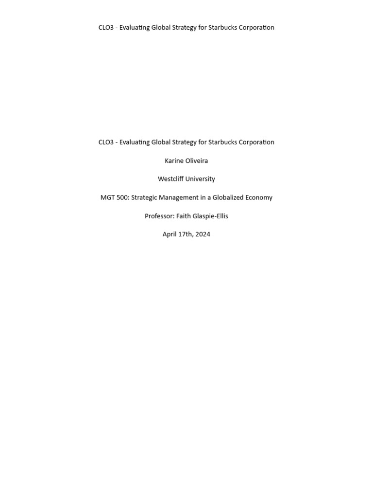 CLO3 - Evaluation of Global Strategies | PDF | Risk | Brand