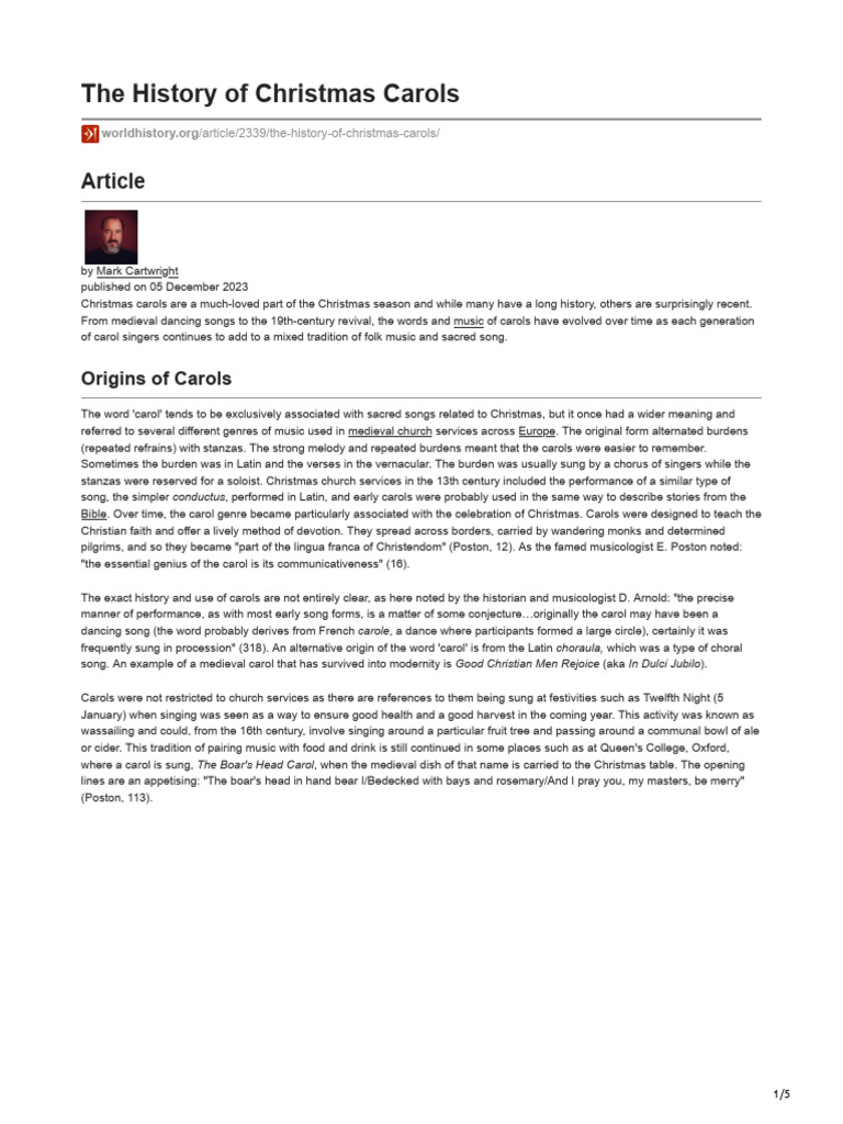 worldhistory.org-The History of Christmas Carols | PDF | Christmas ...