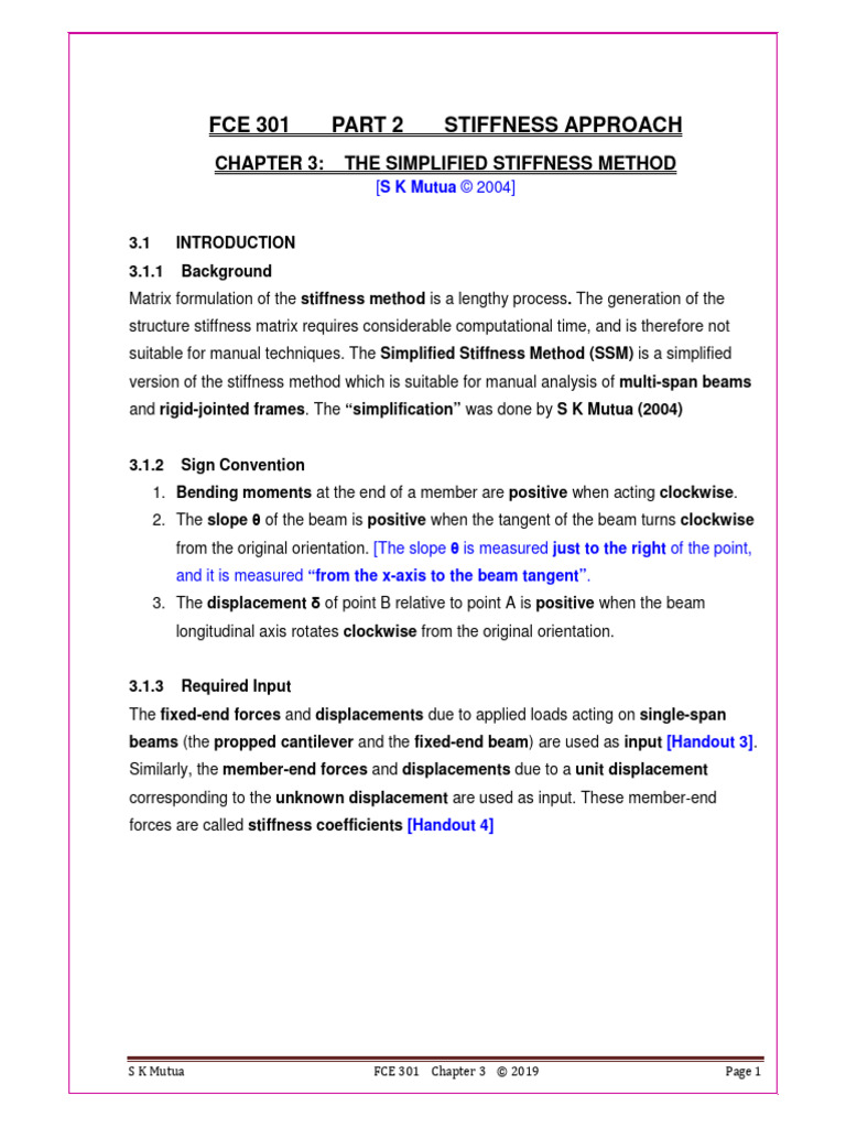 Simplified Stiffness Method Overview | PDF | Beam (Structure) | Slope