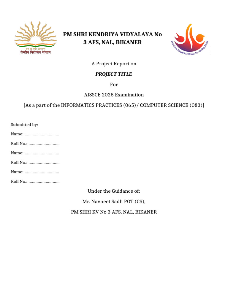 Blank Project Report for IP and CS | PDF | Python (Programming Language) | My Sql