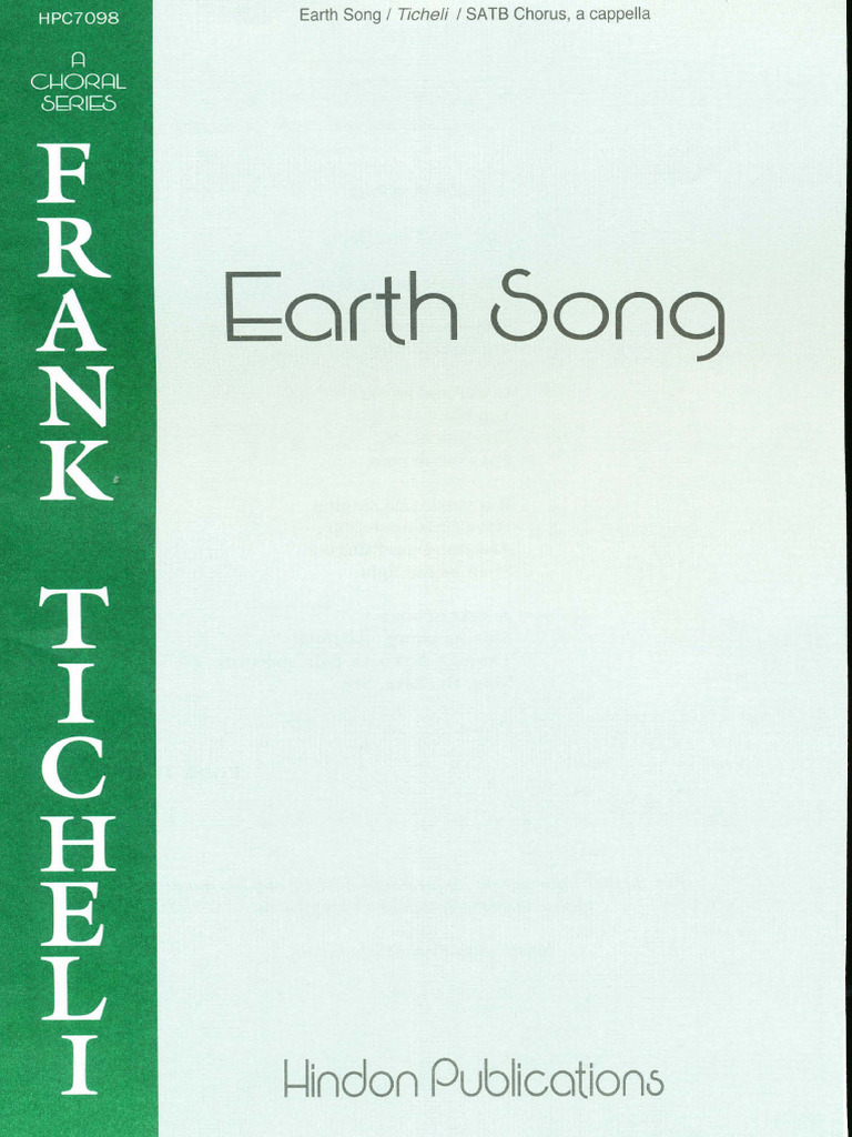 Frank Ticheli's Earth Song SATB Score | PDF | Pitch (Music) | Elements ...