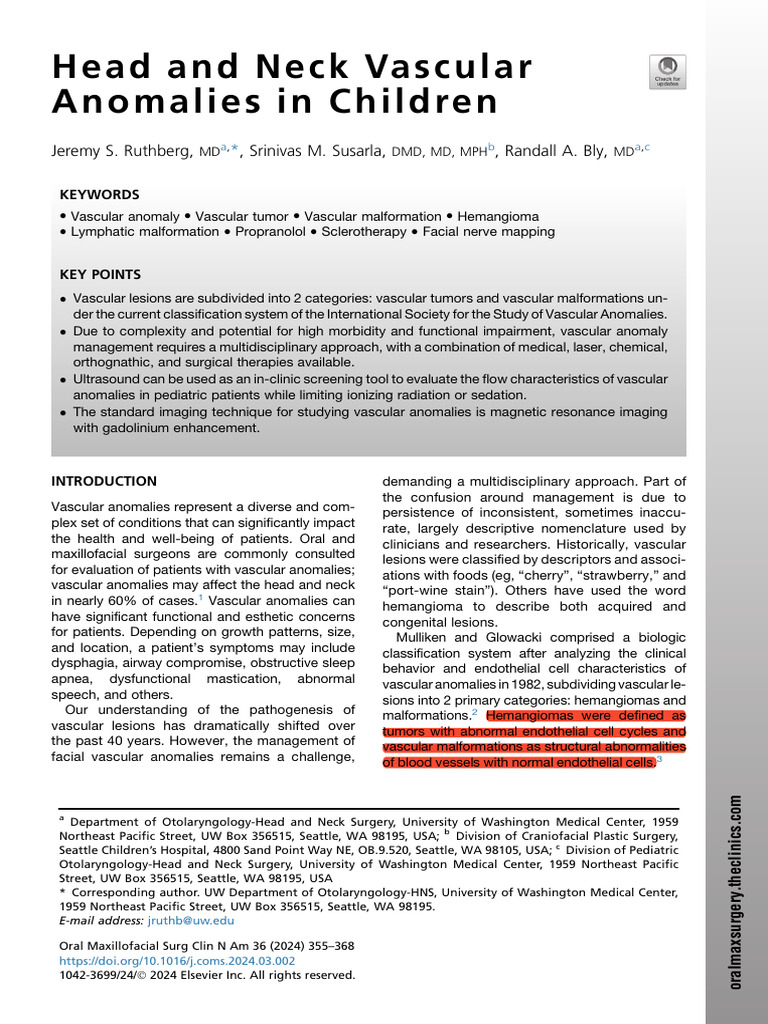Head and Neck Vascular Anomalies in Children | PDF | Anatomy | Causes ...
