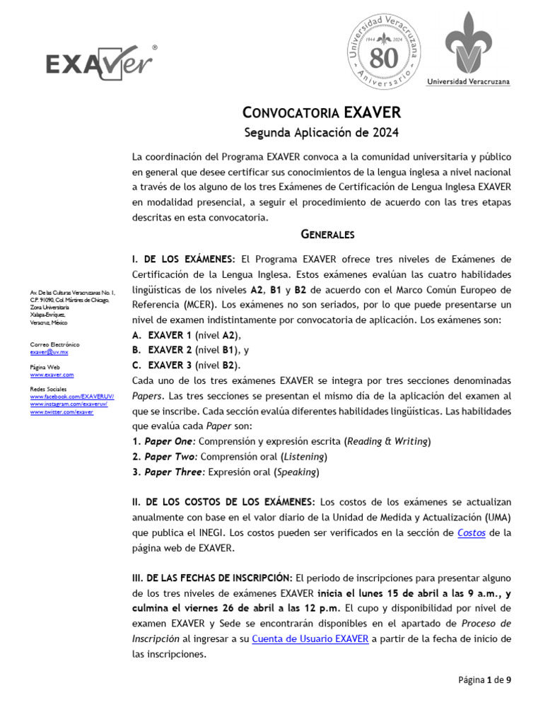 Convocatoria_EXAVER_2024B | PDF | Contraseña | Red mundial