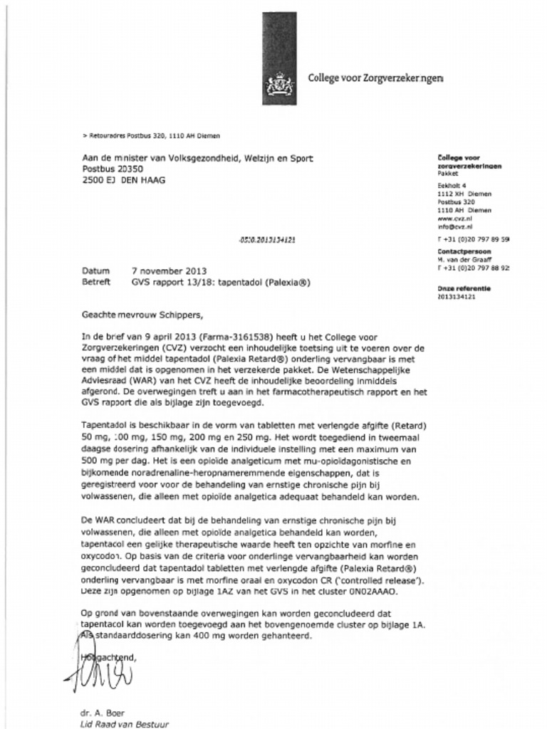 Tapentadol (Palexia) Ernstige Chronische Pijn | PDF