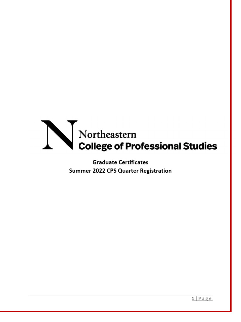 Spring 2022 CPS Graduate Certificate Required First Term Courses | PDF ...