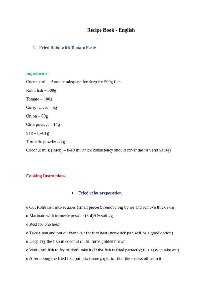 Recipe Book English | PDF | Curry | Coconut Milk