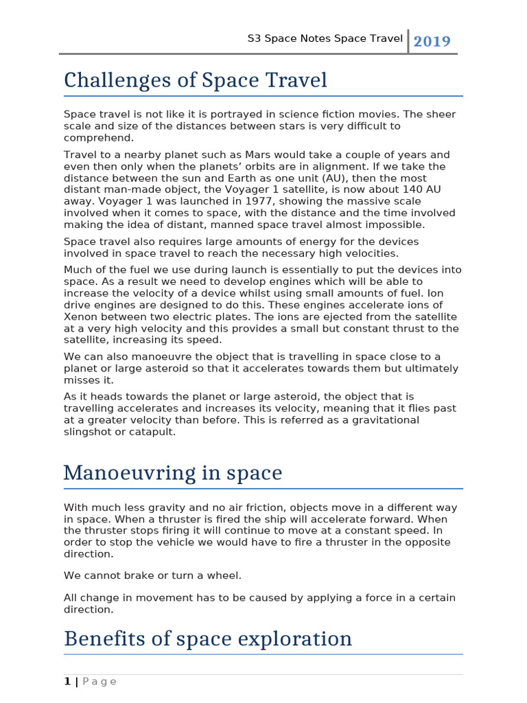 Challenges of Space Travel | PDF | Interplanetary Spaceflight | Outer Space
