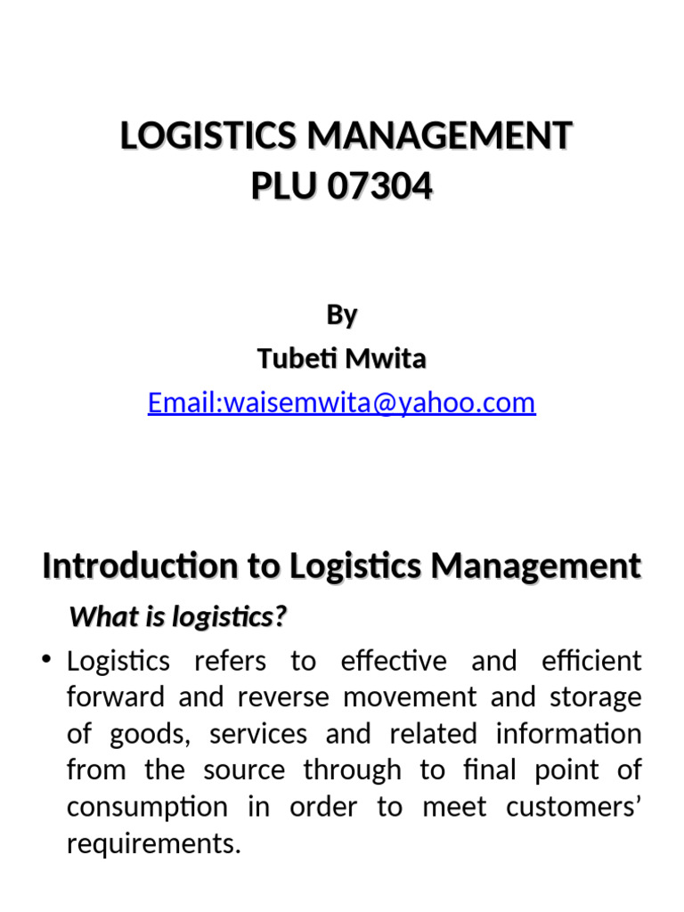 Logistics Management | PDF | Containerization | Logistics