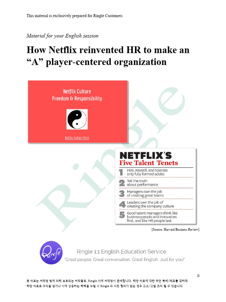 How Netflix Reinvented HR To Make An "A" Player-Centered Organization | PDF