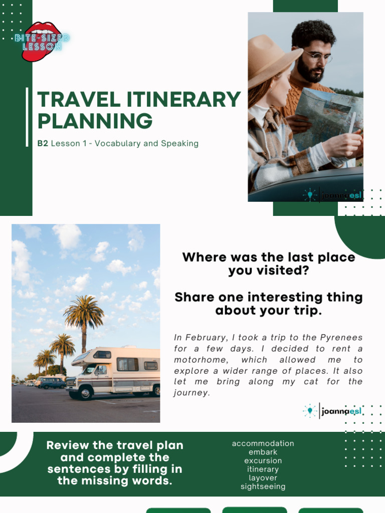 Travel b2 Itinerary Lesson 1 | PDF | Linguistics