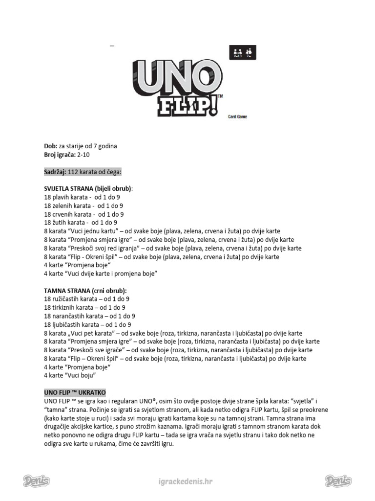 Pravila igre_103-30105_UNO_Flip_novo | PDF