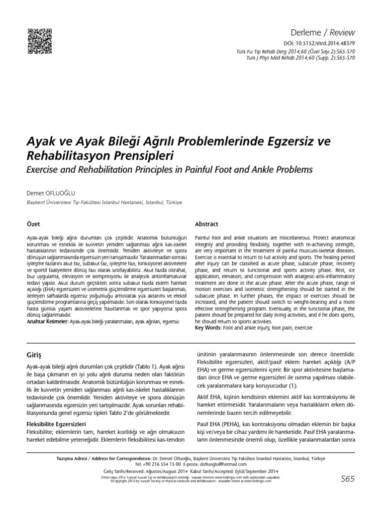 Ayak Ayak Bilegi Egzersiz Programi | PDF