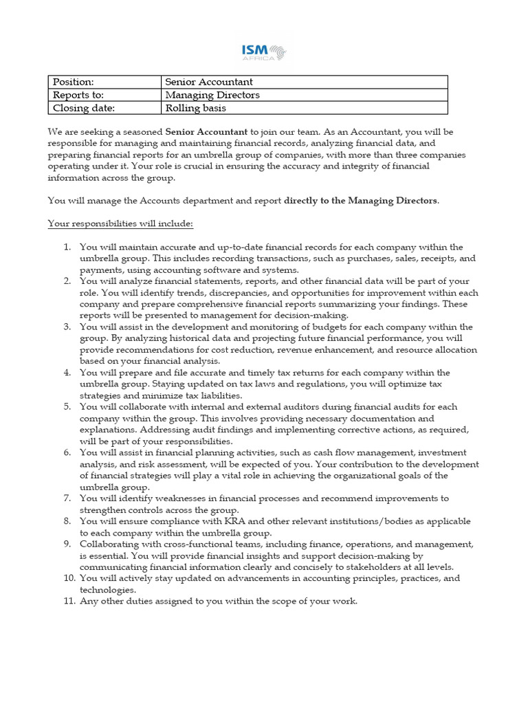 Accountant ISM Africa | PDF | Financial Statement | Audit