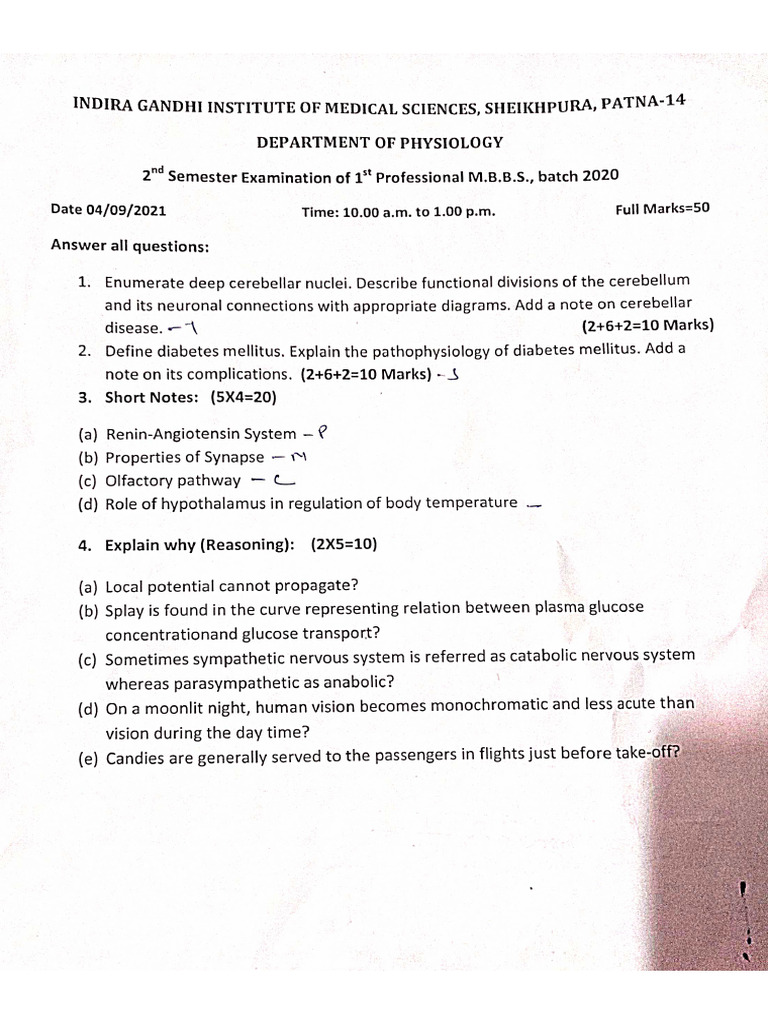 Physio 2nd sem | PDF | Hormone | Blood Pressure