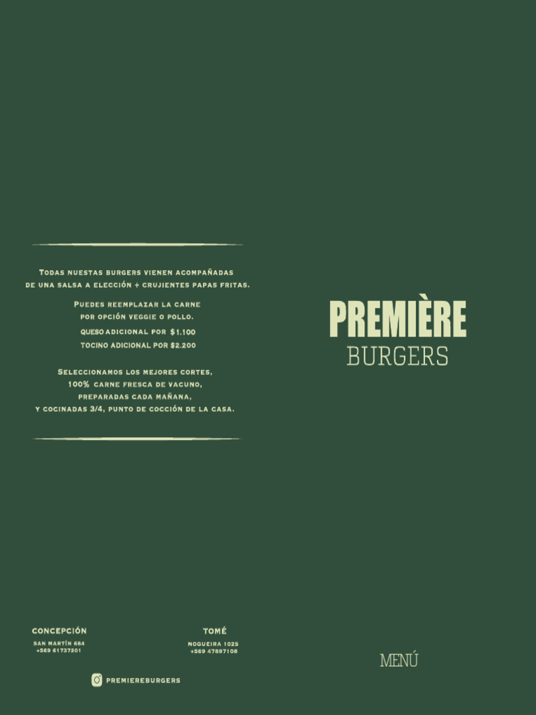 Menú Premiere Burgers Digital 2024 | PDF