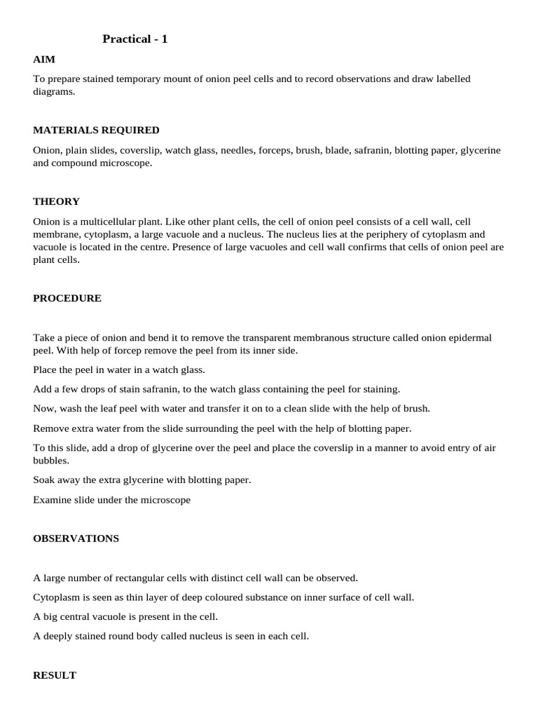 Biology Practical class 9 | PDF | Tissue (Biology) | Botany