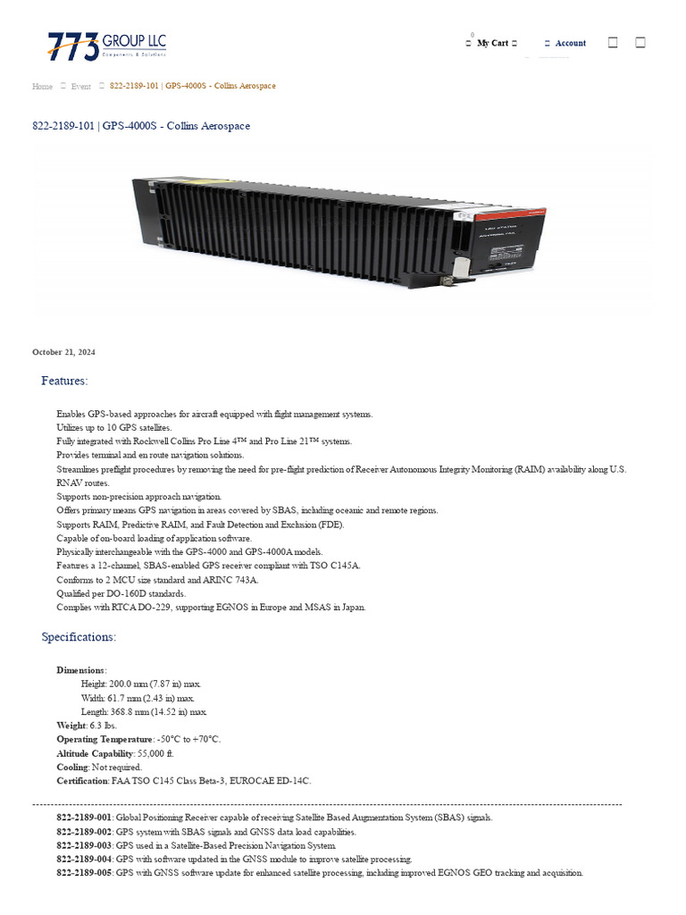 822-2189-101 - GPS-4000S - Collins Aerospace | PDF | Global Positioning ...