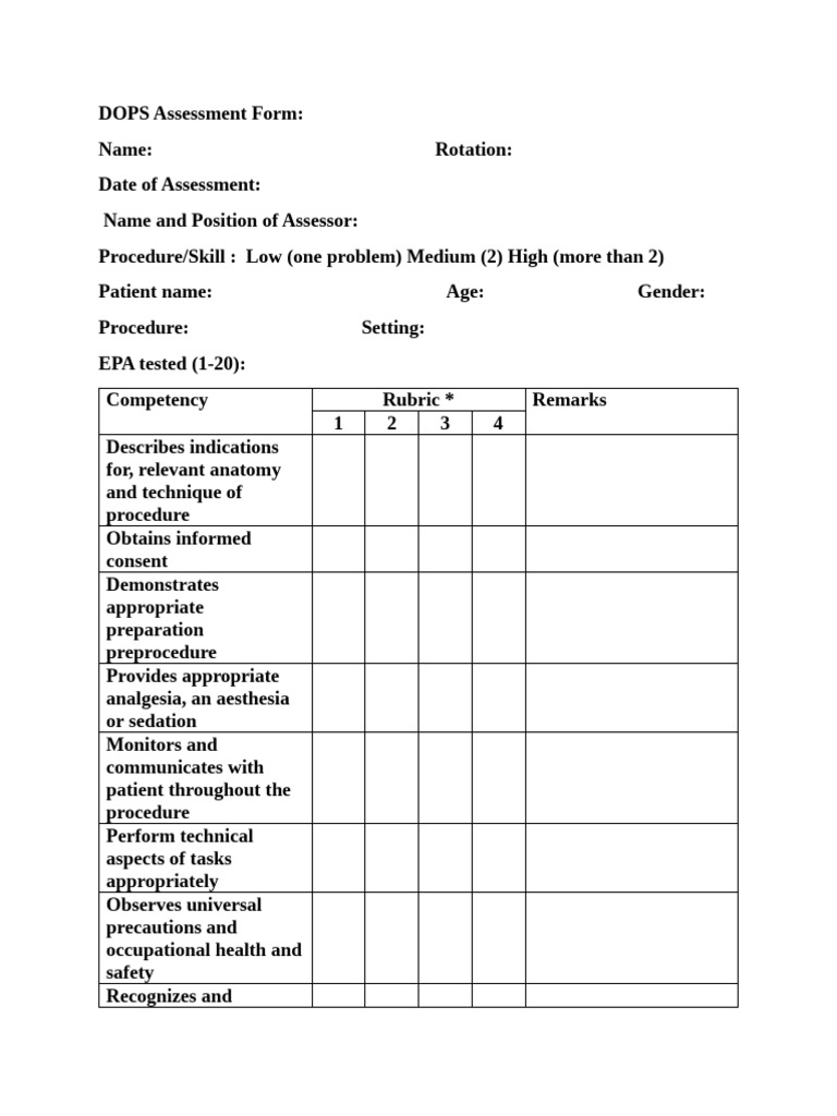 DOPS Template 2 | PDF