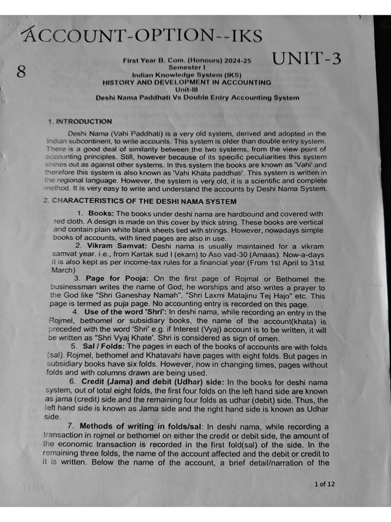 IKS (Acc) Unit 3 | PDF