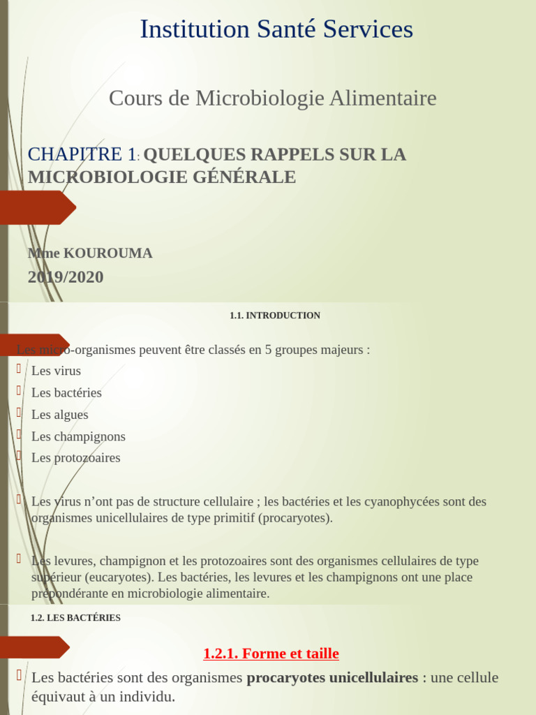 Chap 1 | PDF | Levure | Bactérie