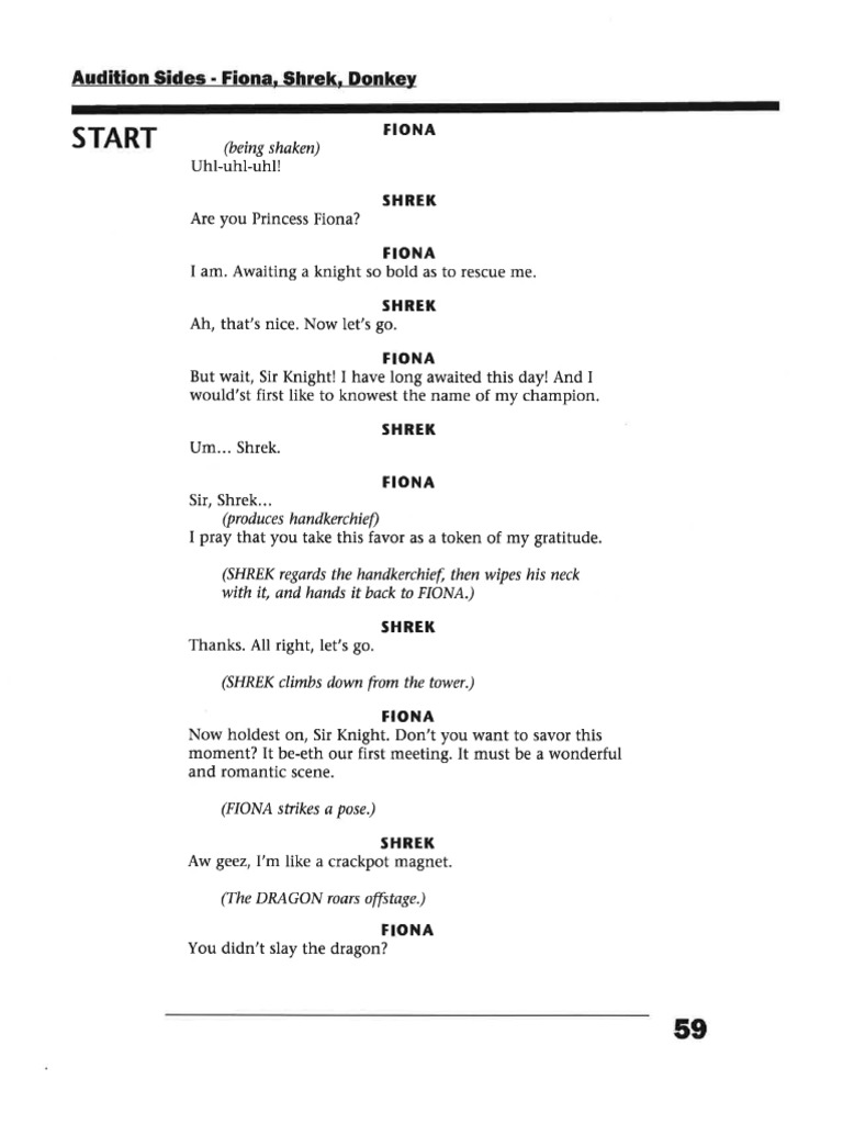Shrek Jr. Callback Sides | PDF