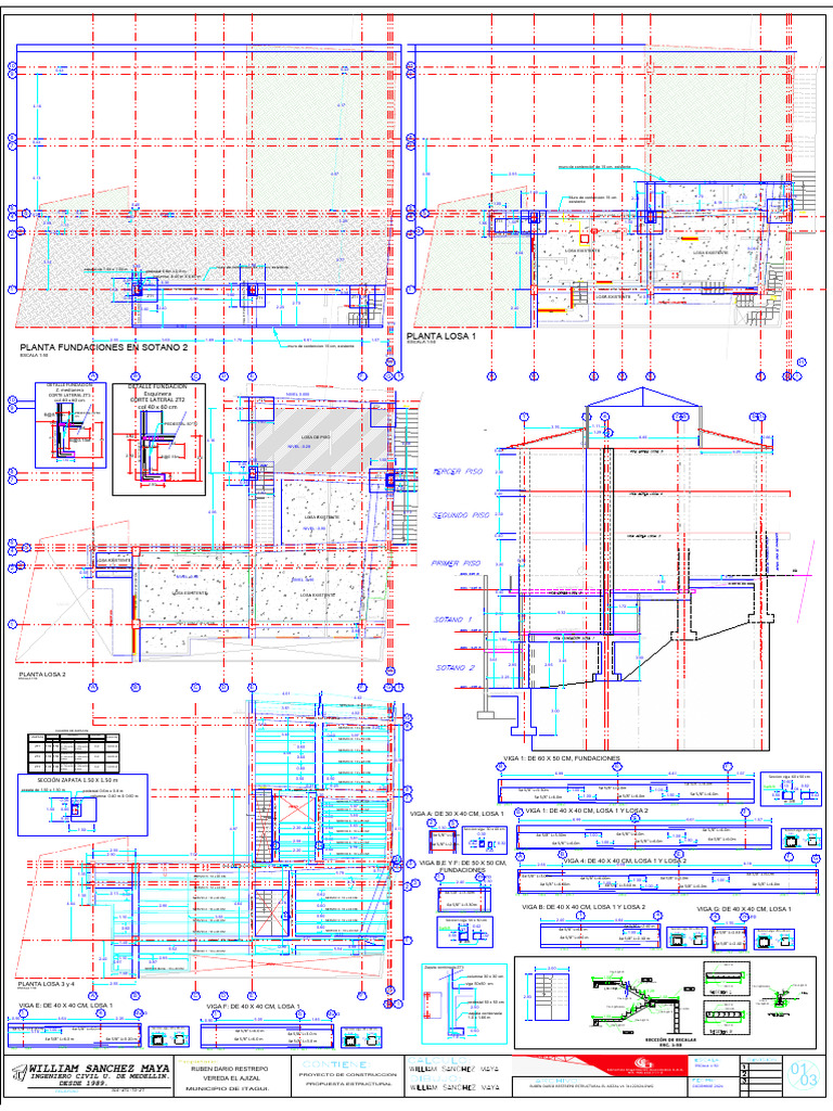 RUBEN DARIO RESTREPO ESTRUCTURAL EL AJIZAL V2 31122024 8 PM PLANO 1 DE 3-Model | PDF