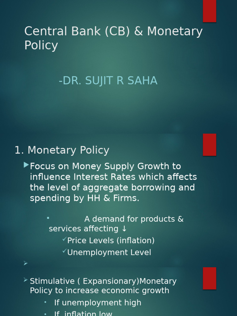 PPT5-Central Bank & Monetary Policy | PDF | Monetary Policy | Inflation