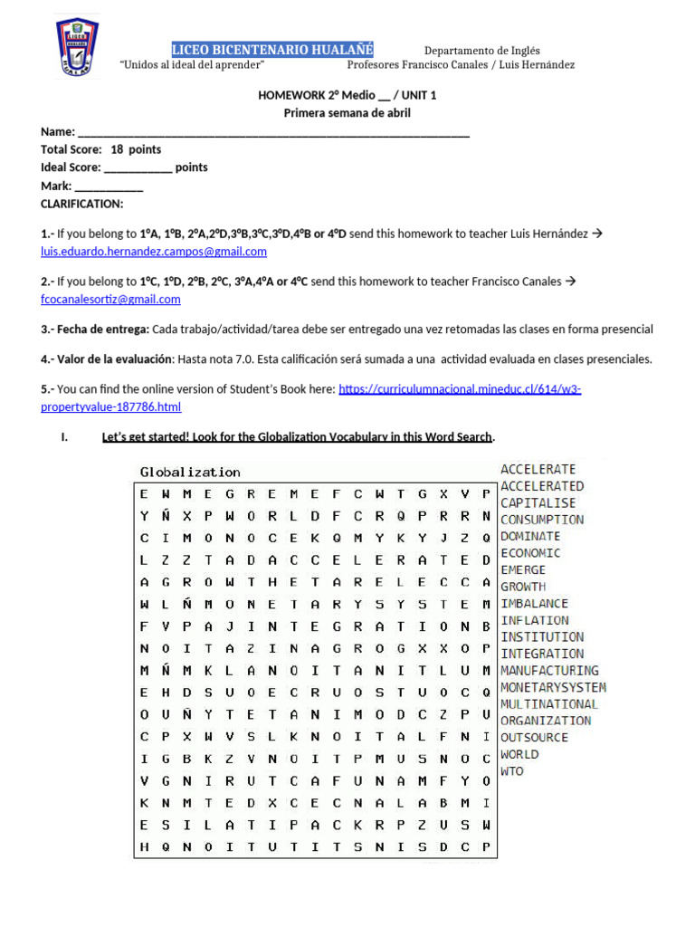 Segundo Medio - Vocabulario Globalización | PDF