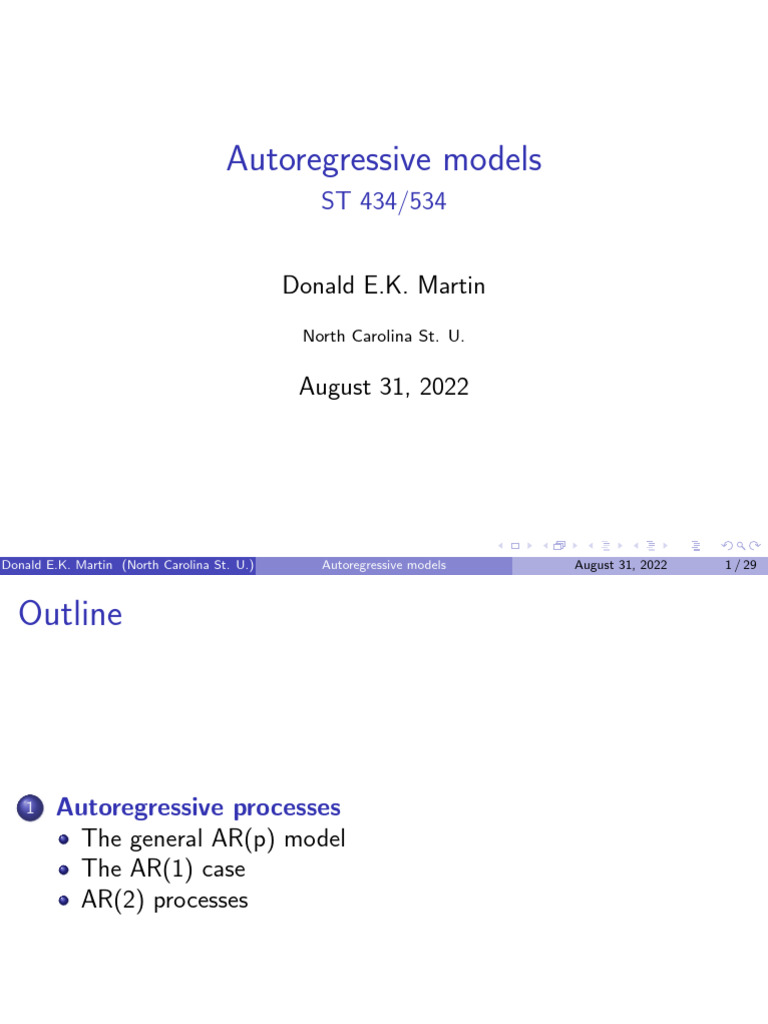 Ar Models Pdf Autoregressive Model Numerical Analysis
